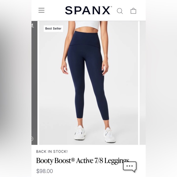 SPANX | Pants & Jumpsuits | Nwt Spanx Booty Boost Active 78 Leggingsnavy Haze X | Poshmark